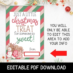 Printable Christmas Treat for Someone Sweet Gift Tag, Holiday ...