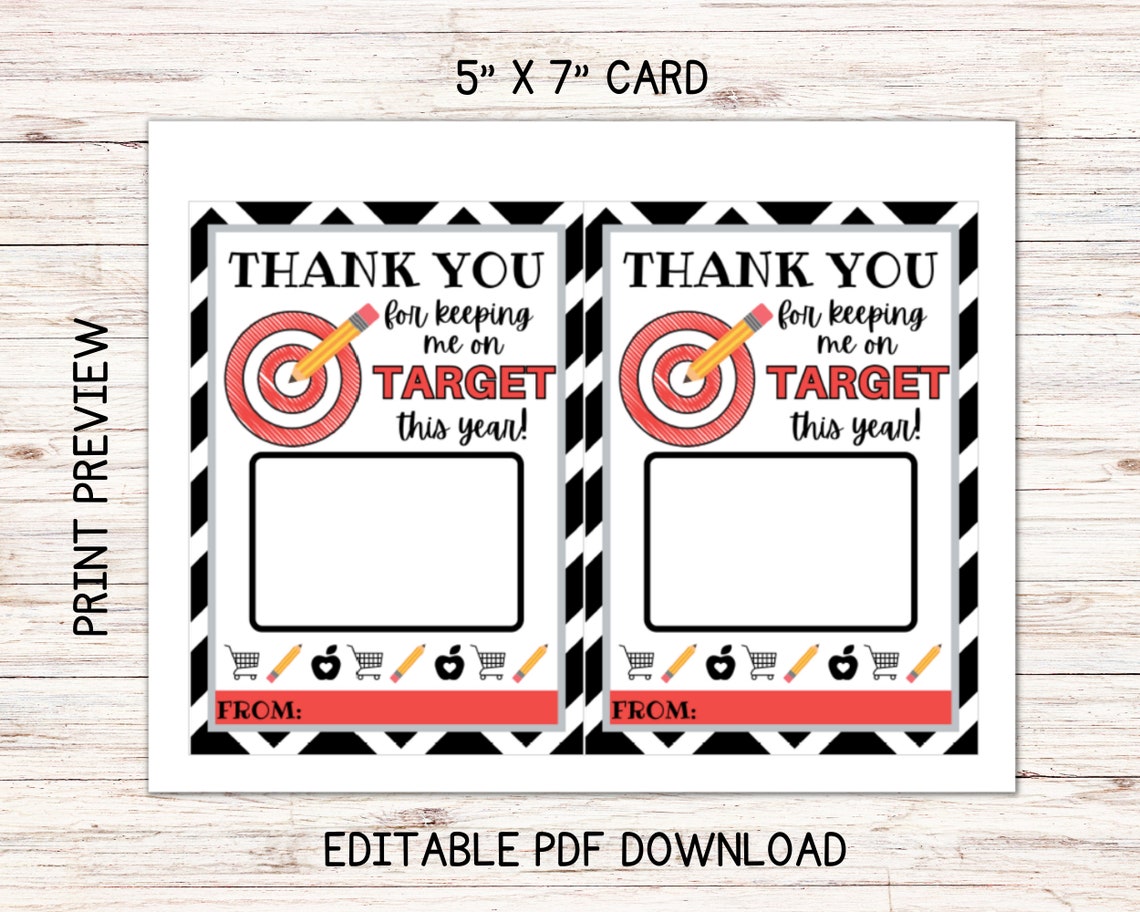 Teacher Target Gift Card Holder: End of Year Gift (editable PDF) - Etsy