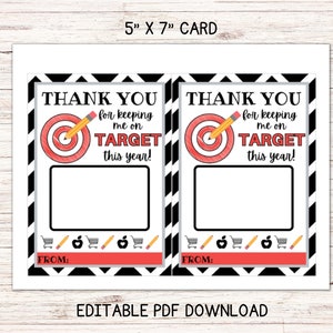 Printable Target Gift Card Holder for Teacher End of School Year Gift ...