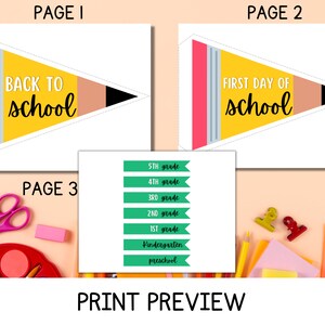 First Day of School Pencil Pennant Flags (digital Download) - Etsy