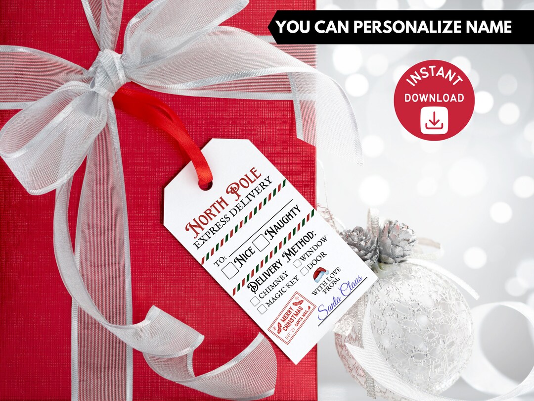 Printable North Pole Express Delivery Gift Tag From Santa Claus ...