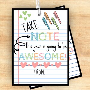 Printable Notebook Gift Tag for Student or Teacher Gift, Back to School ...