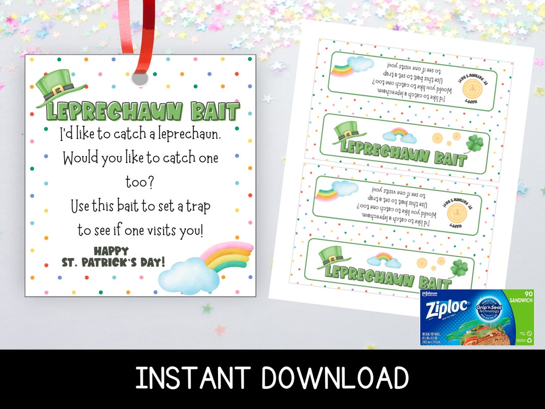 Leprechaun Bait Printable Tag & Bag Topper, Leprechaun Bait Poem ...