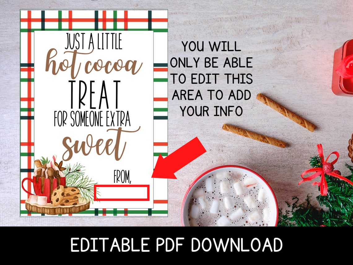 Printable Christmas Hot Cocoa Gift Tag: Teacher Staff Gift (instant ...