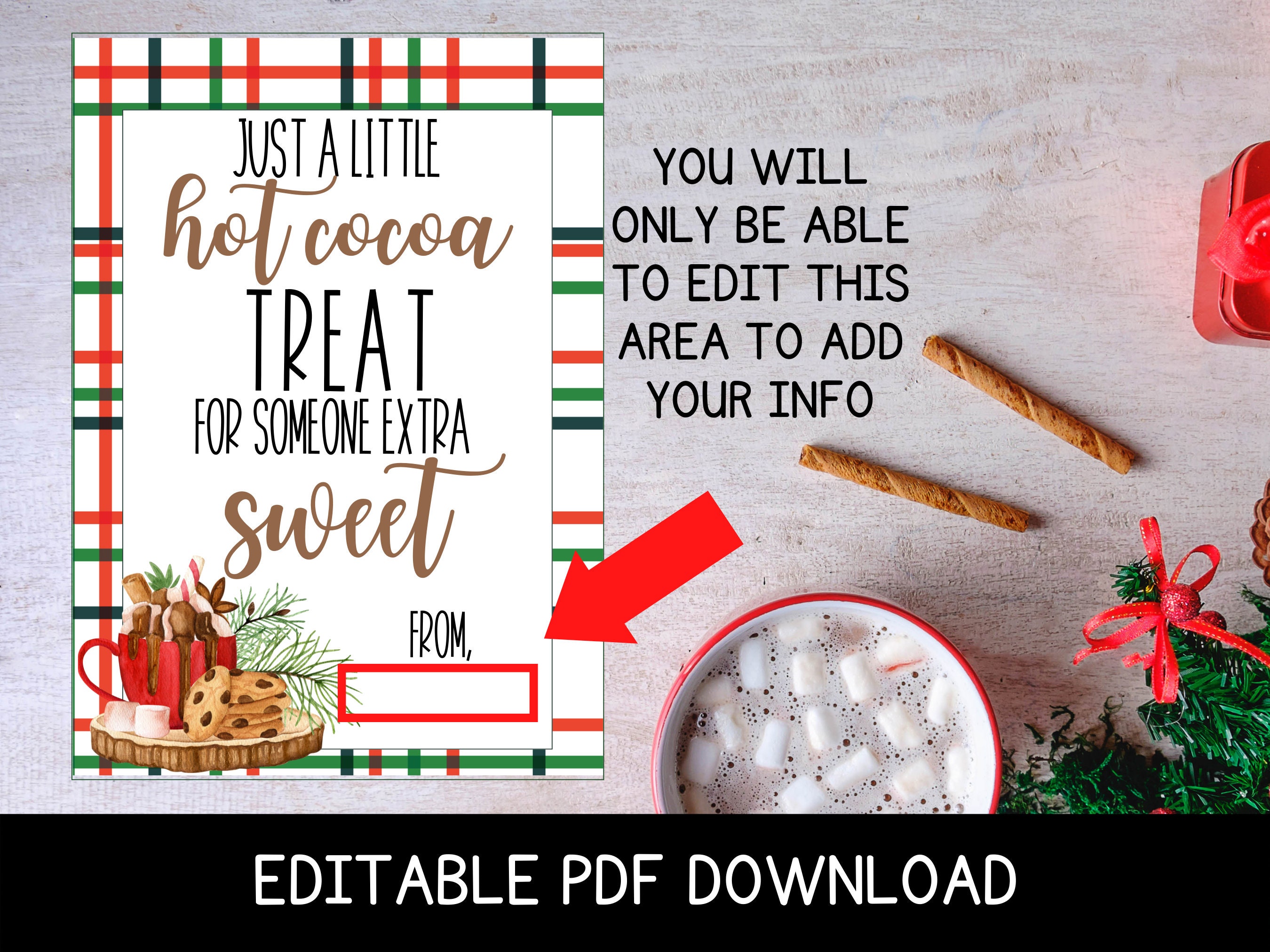 Printable Christmas Hot Cocoa Gift Tag: Teacher Staff Gift (instant ...