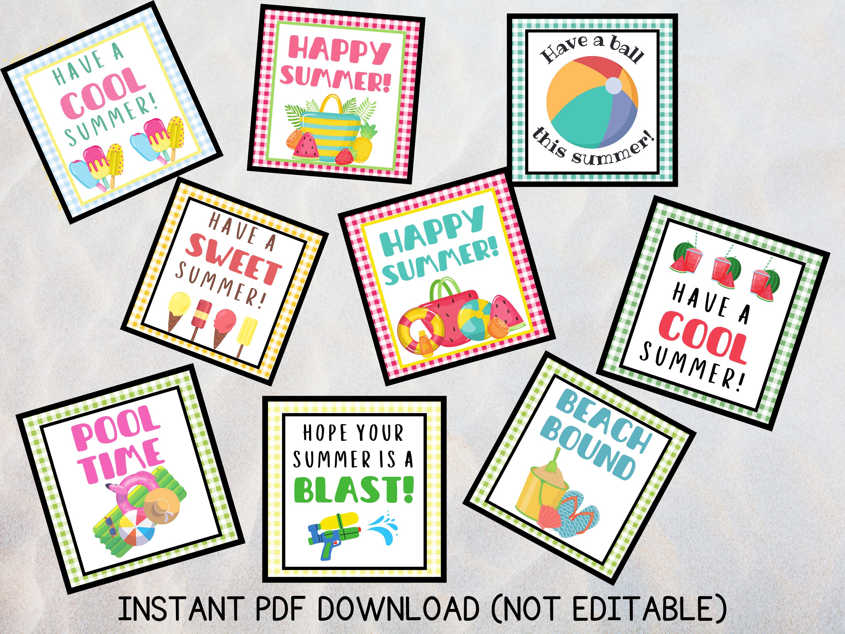 End of School Year Printable Gift Tags Pool Beach Popsicle - Etsy