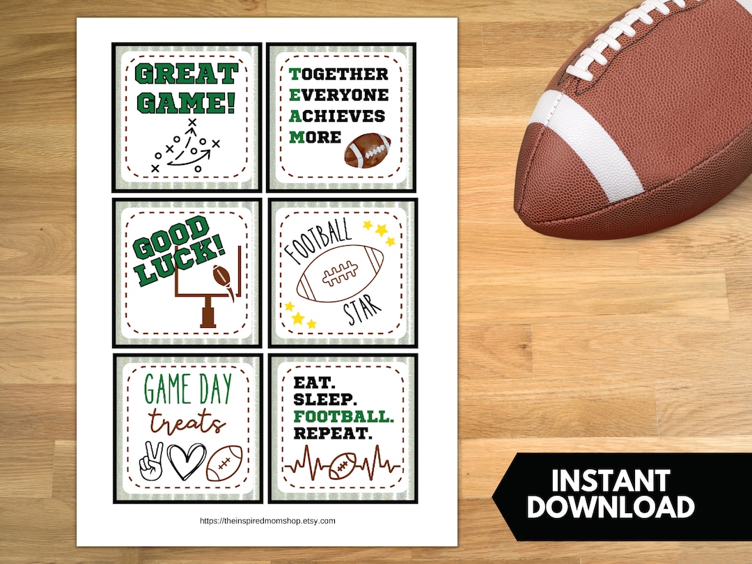 Printable Football Treat Tags: Game Day Team Snacks (PDF Download) - Etsy