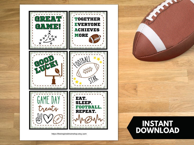 Printable Football Treat Tags: Game Day Team Snacks (PDF Download) - Etsy
