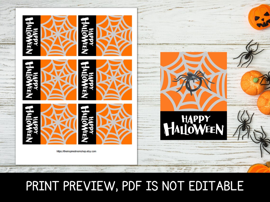 Printable Halloween Spider Ring Tags Halloween Classroom - Etsy