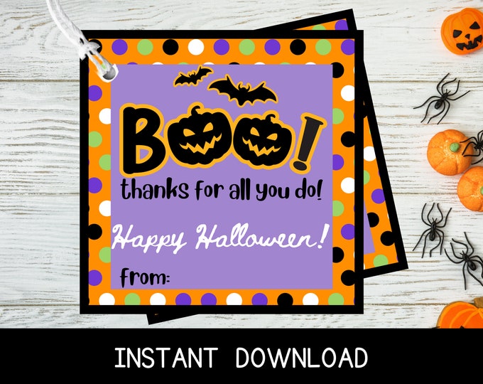 Boo Thank You for All You Do Tag Halloween Appreciation Teacher Staff ...