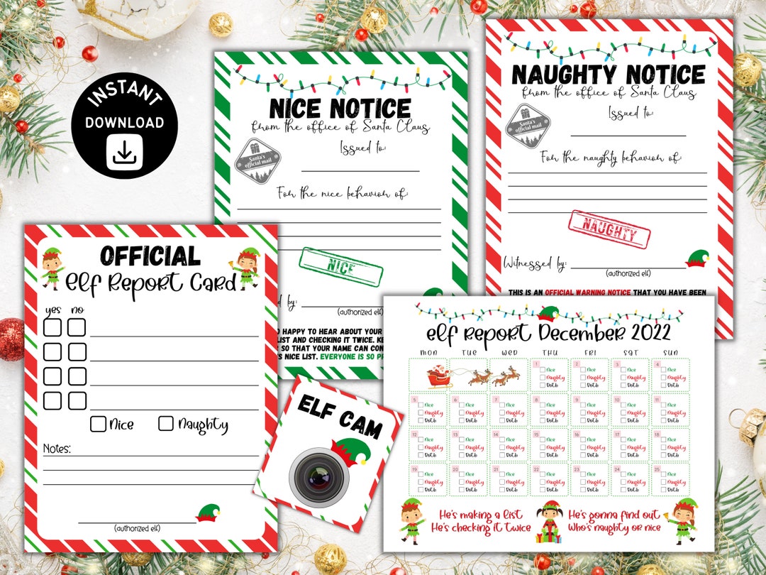 Printable Christmas Elf Bundle, Report Card, Naughty or Nice Reports ...