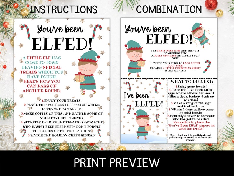 You've Been Elfed Printable Christmas Kit: Door Hanger, Gift Tags ...
