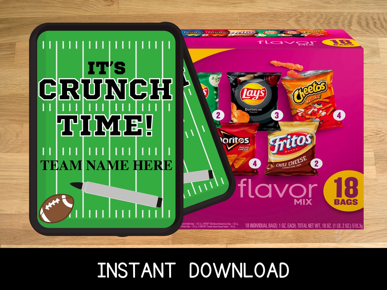 Printable Football Chip Bag Tags: Game Day Team Snacks (instant ...