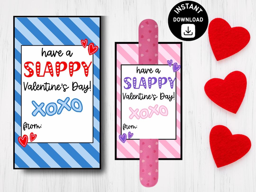 Slap Bracelet Valentine Printable Cards Slappy - Etsy