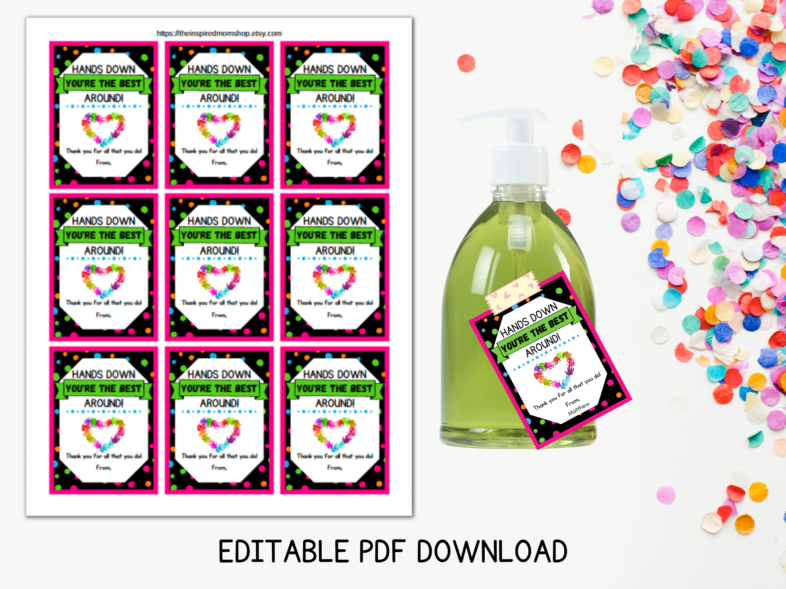 Teacher Appreciation Hand Soap Gift Tag: Editable PDF (instant Download ...