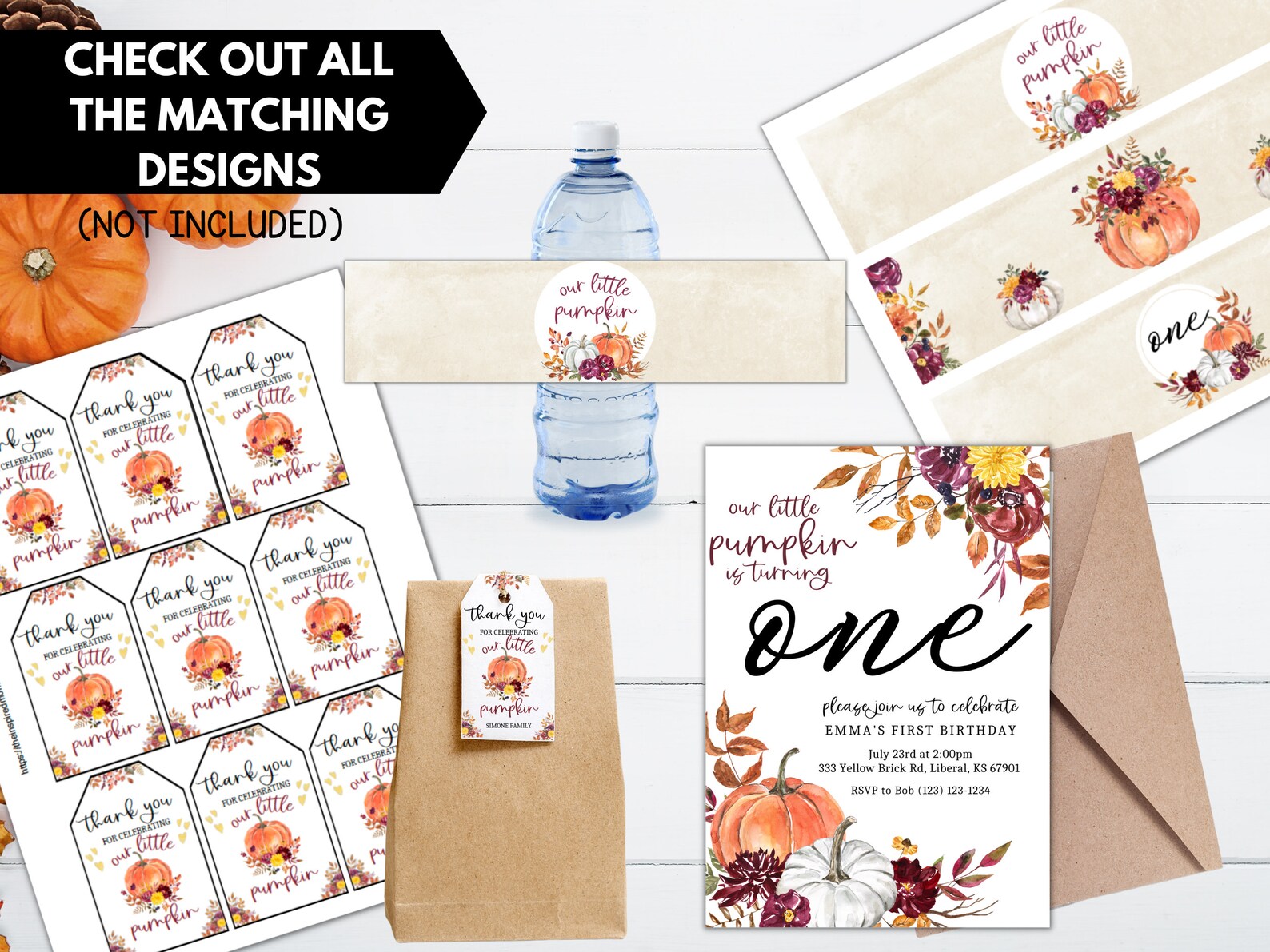 Pumpkin Birthday Thank You Tags: Fall Party Favors (PDF Download) - Etsy
