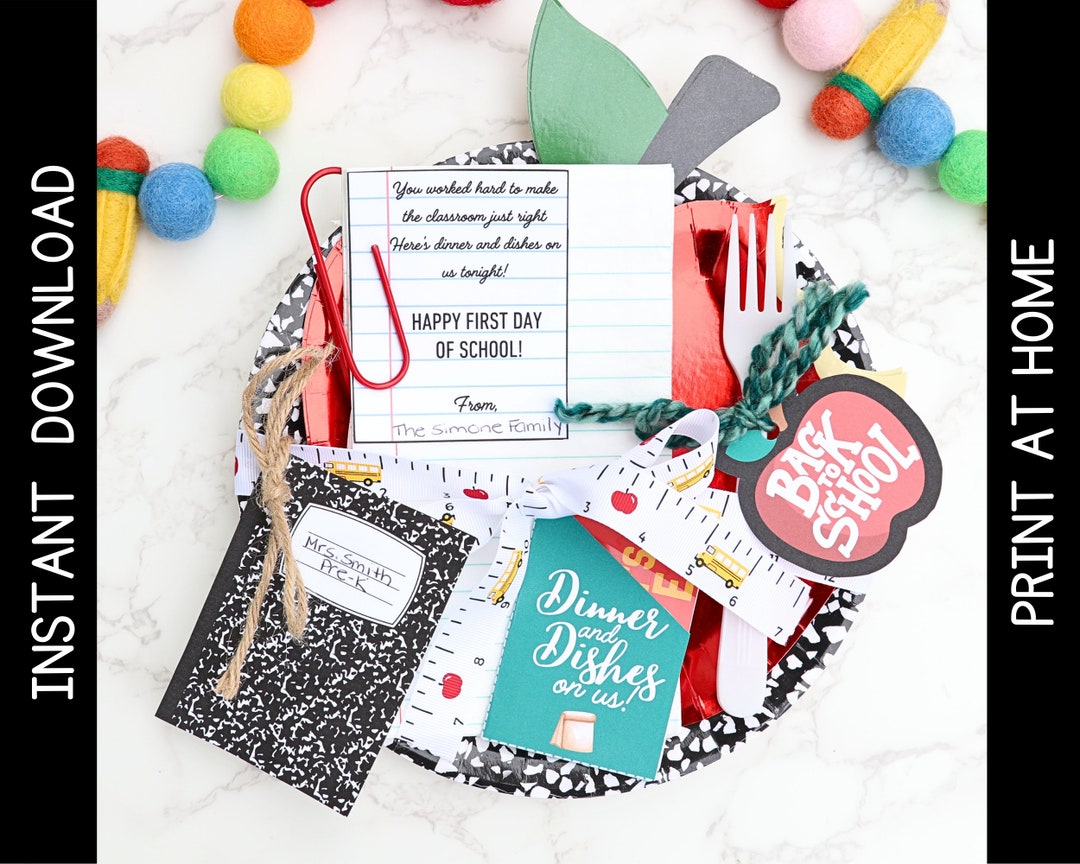 Teacher Dinner Gift Tag Printable: Back to School, First Day (instant ...