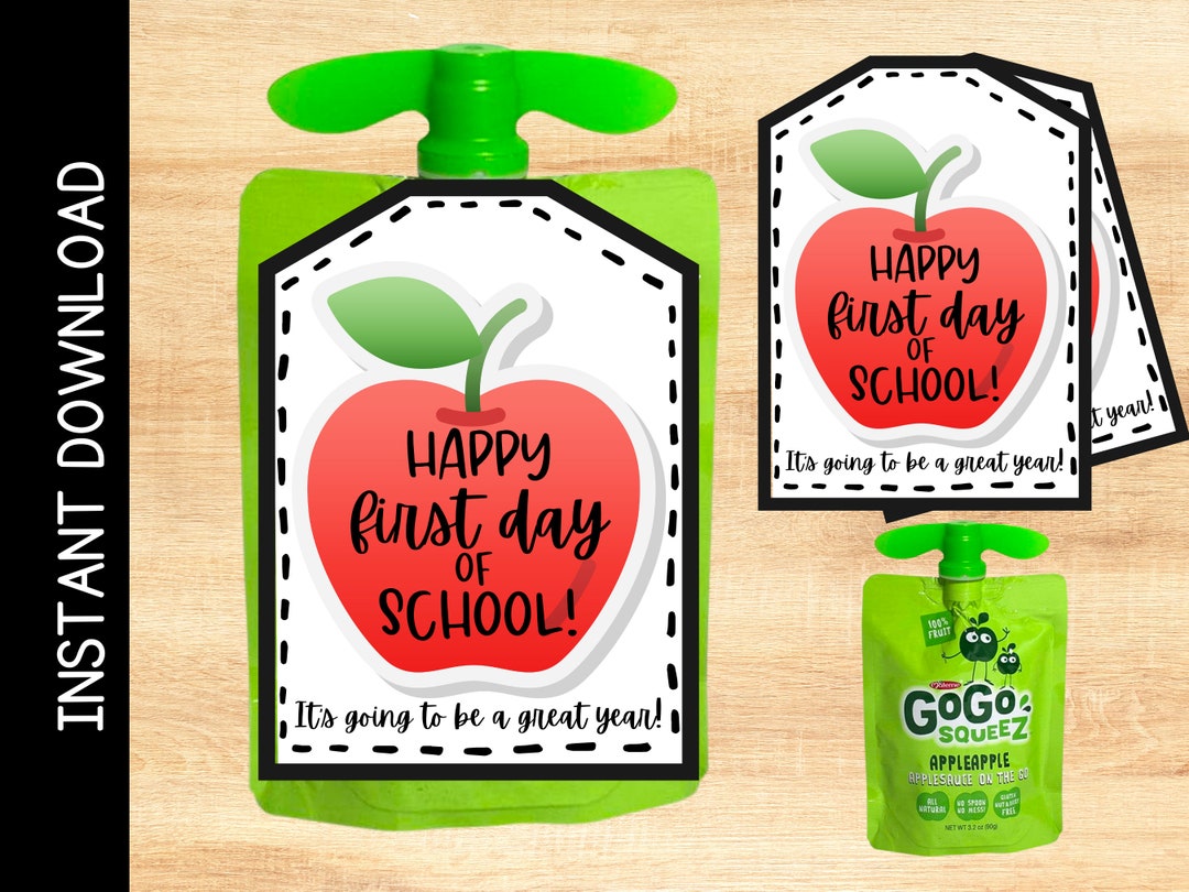 Printable Back to School Apple Gift Tag, First Day of School, Back to ...