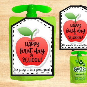 Printable Back to School Apple Gift Tag, First Day of School, Back to ...