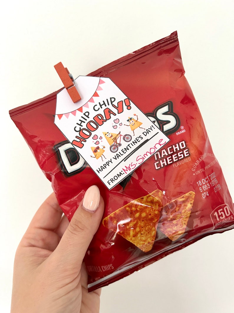 Printable Valentine's Day Chip Tag for Class Valentines - Etsy