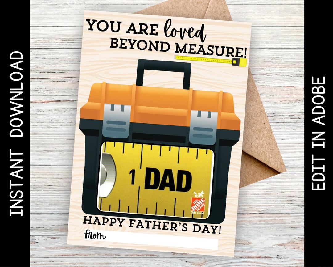 Printable Father's Day Gift Card Holder, Loved Beyond Measure, Toolbox ...
