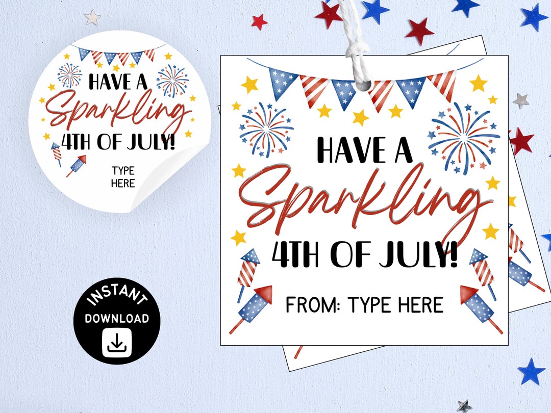 Printable 4th of July Party Favor Tags, Sparklers 4th of July Tag ...