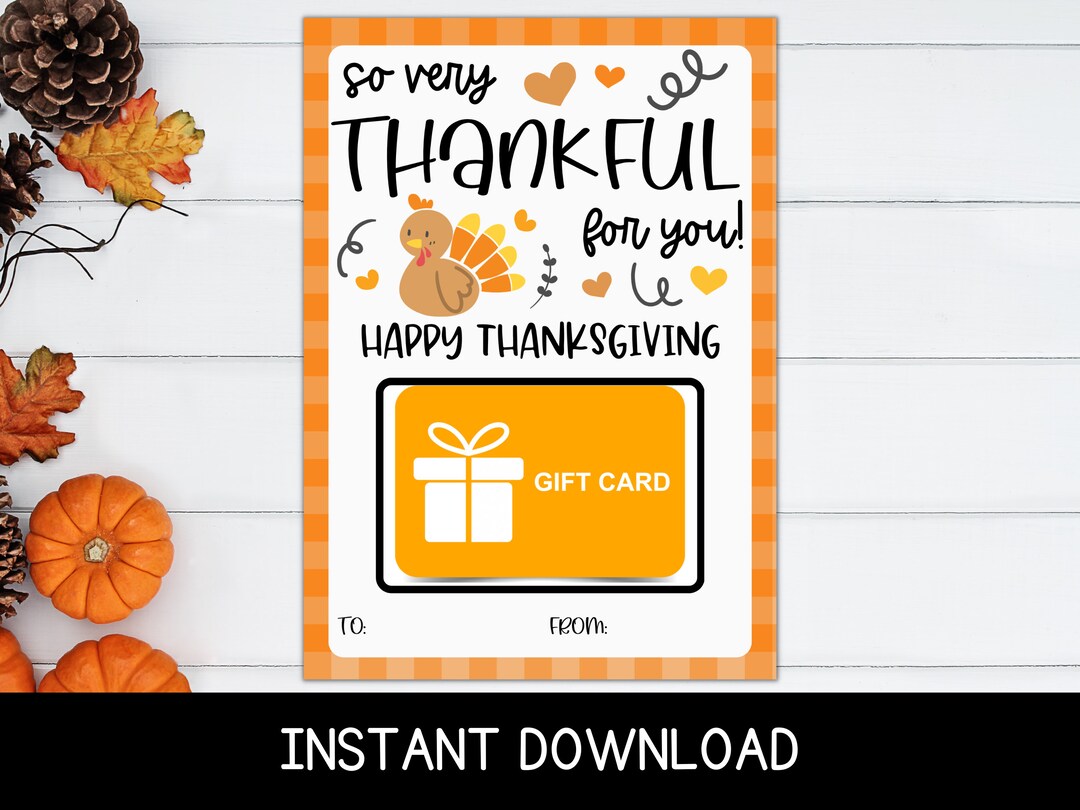 Thanksgiving Gift Card Holder: Editable Thank You Card (instant ...