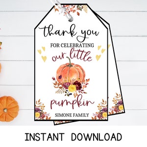 Printable Out Little Pumpkin Thank You Tags, Favor Tags, Pumpkin ...