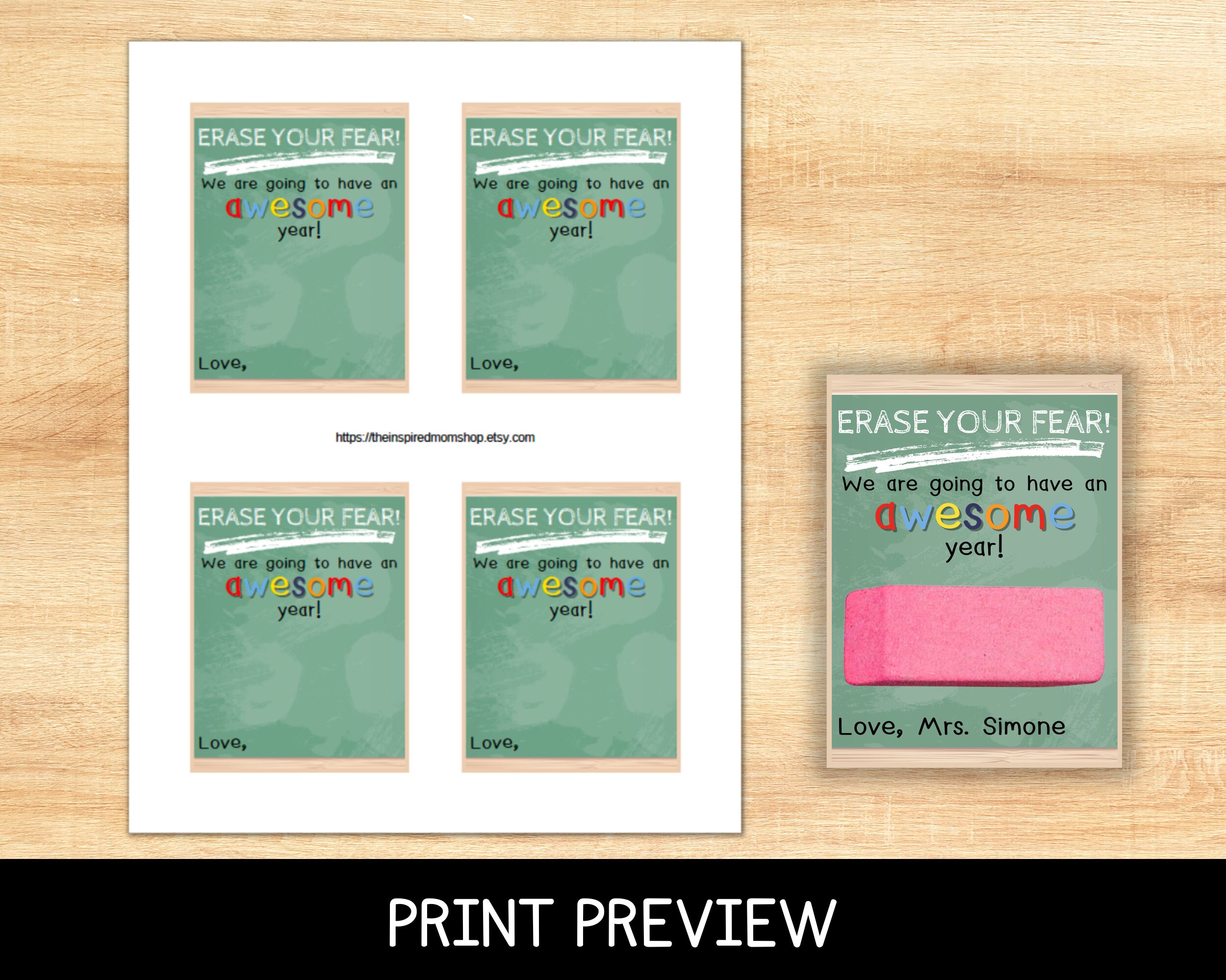 Printable Eraser Gift Tag: Back to School Student Gift (instant ...
