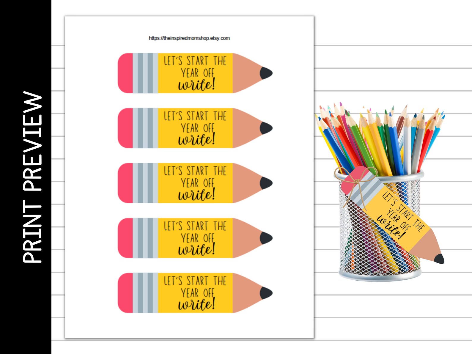 Printable Pencil Gift Tag Back to School First Day of - Etsy