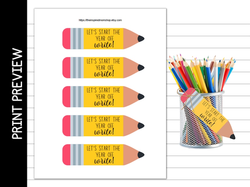 Printable Pencil Gift Tag Back to School First Day of - Etsy