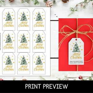 Printable Christmas Tree Gift Tag, Editable Holiday Gift Tag, Gold ...