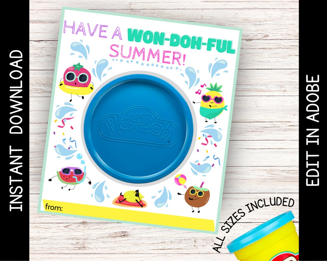 Play-doh Gift Tag: End of School Year, Won-doh-ful Summer (instant ...