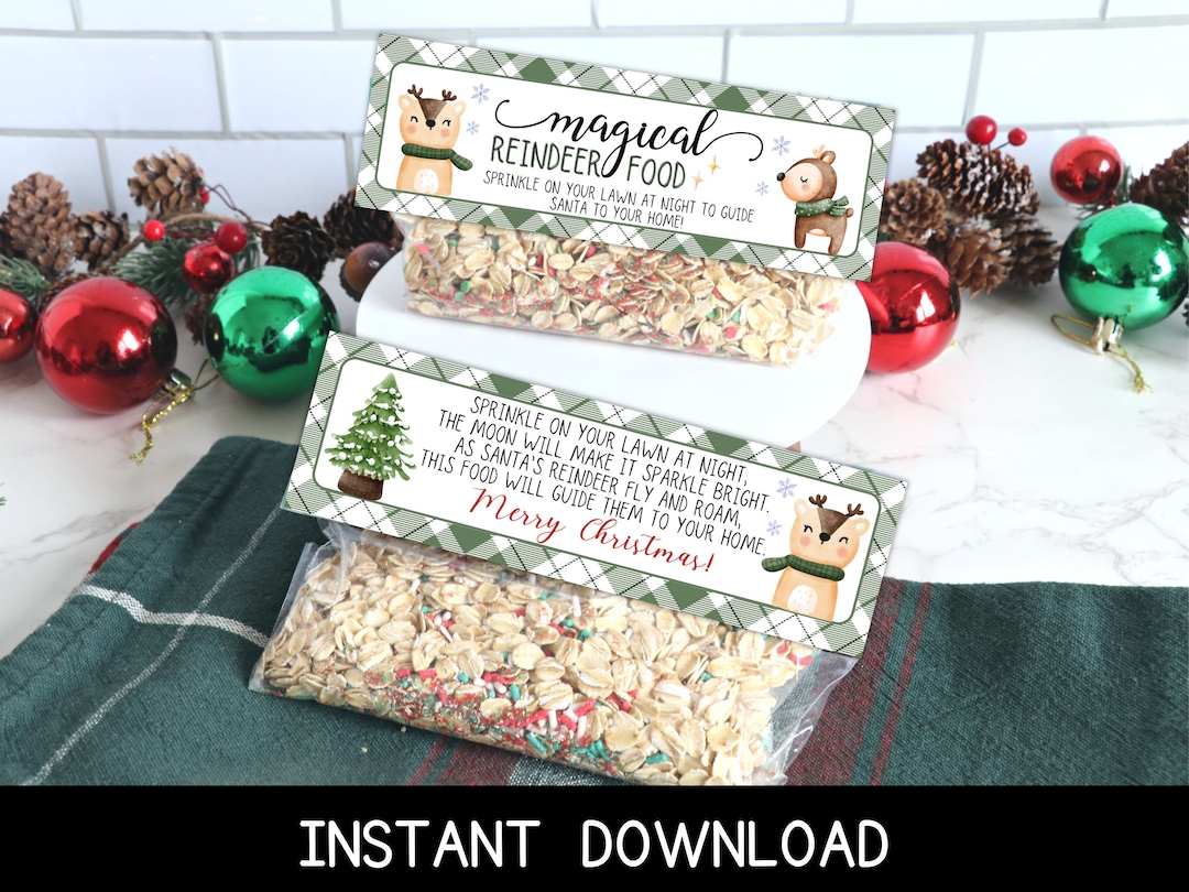 Printable Magic Reindeer Food Bag Topper, Reindeer Food Instructions ...