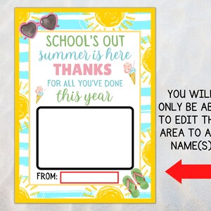 Printable Teacher Gift Card Holder for Summer End of the - Etsy