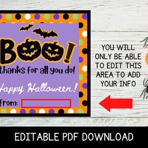 Printable Halloween Thank You Tag, Halloween Gift Tag, Boo Thanks for ...