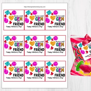 Ring Pop Valentine Tag: Gem Friend Printable (instant Download) - Etsy