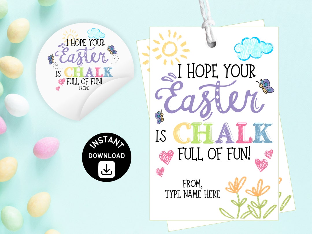Printable Chalk Gift Tag for Easter Chalk Full of Fun Easter - Etsy