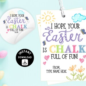 Printable Chalk Gift Tag for Easter Chalk Full of Fun Easter - Etsy