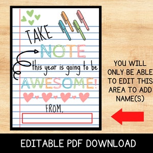 Printable Notebook Gift Tag for Student or Teacher Gift, Back to School ...