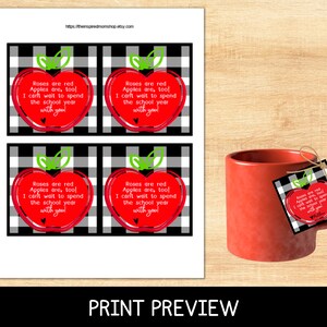 Apple Poem Gift Tag: Back to School Teacher/student Gift (instant ...