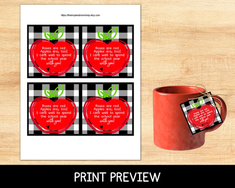 Apple Poem Gift Tag: Back to School Teacher/student Gift (instant ...