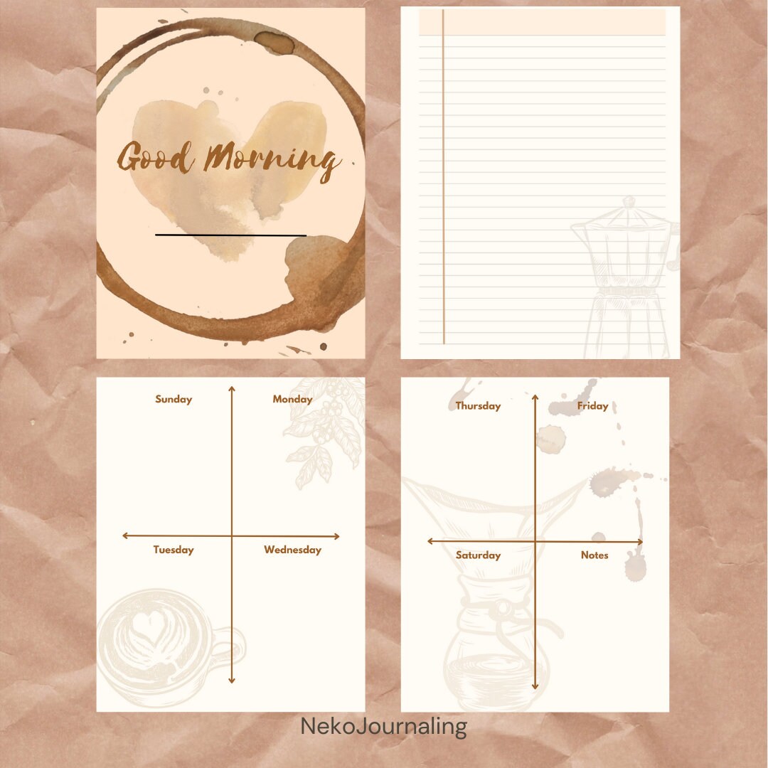 Coffee Themed Bullet Journal Printable US Letterhead - Etsy