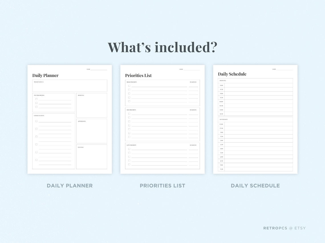 Daily Tasks Bundle Fillable Digital Daily Monthly - Etsy