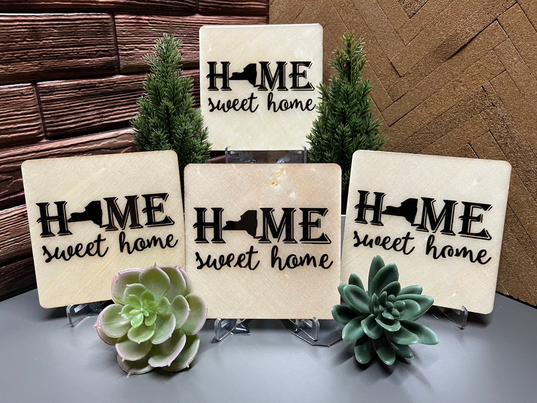 Home Sweet New York Coasters Wood Burned Coasters With an - Etsy