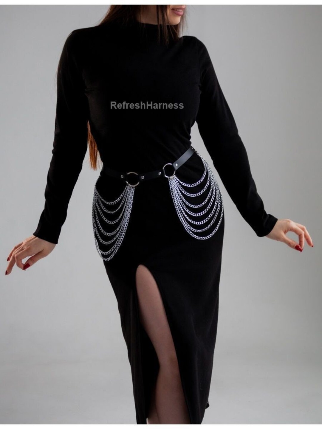 Body Chain Outfit, Harness Lingerie Chain, Kinky Skirt, Waist Harness ...