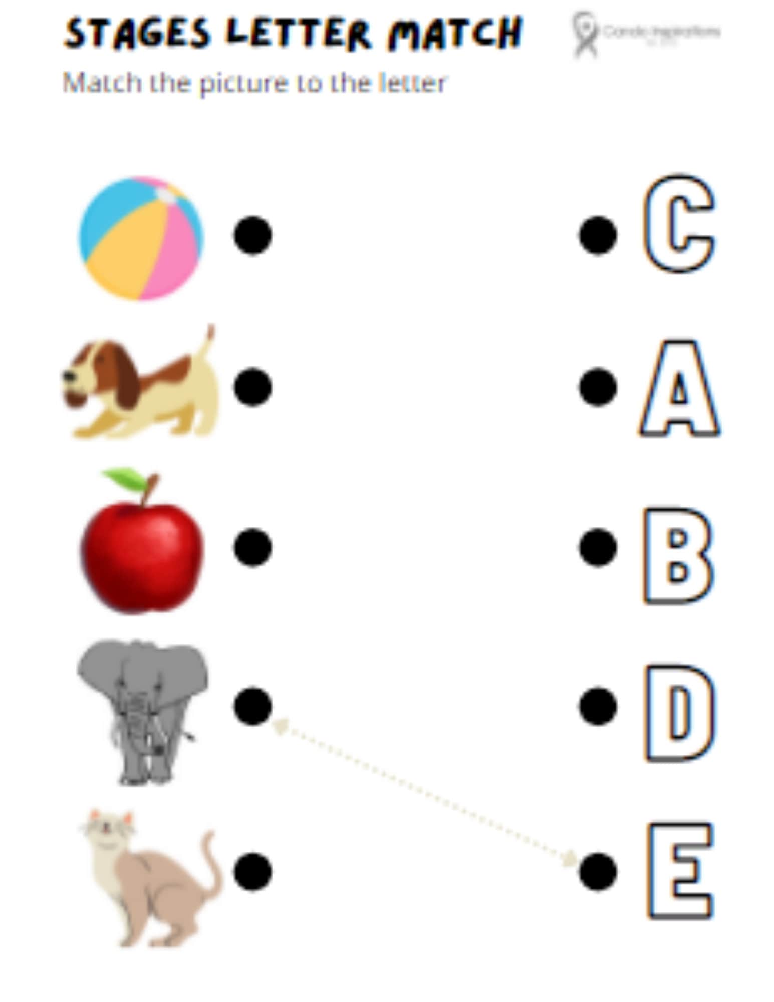 Matching Worksheet for Children Including 6 Pages With All 26 Letters ...