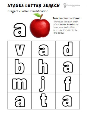 Lower Case Letter Search, Preschool, Day Care, Home School Letter ...