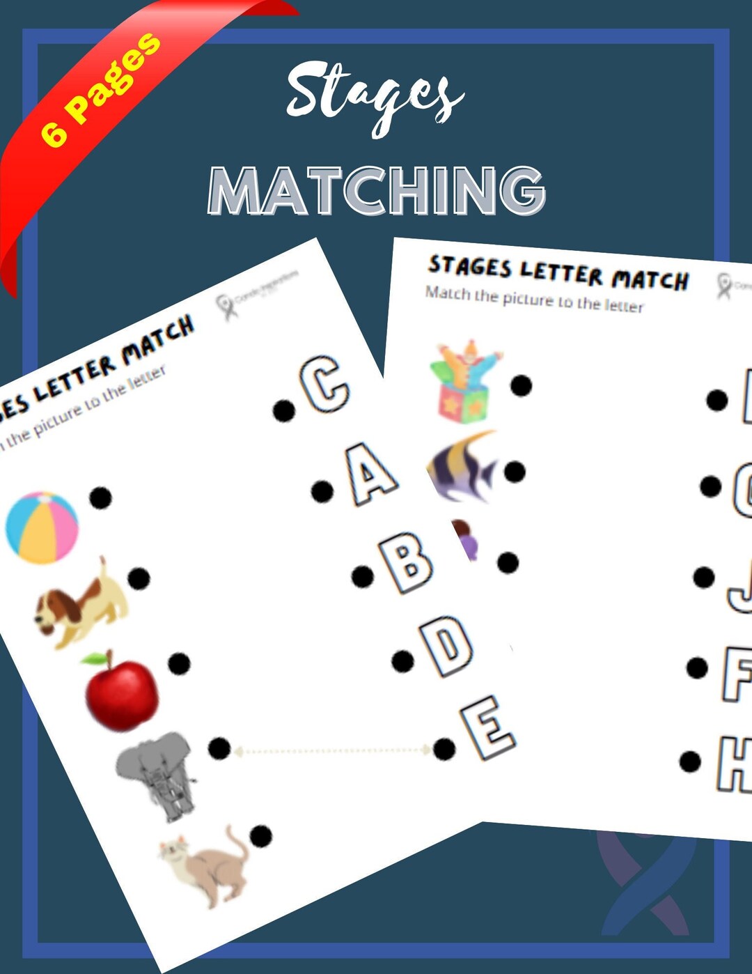 Matching Worksheet for Children Including 6 Pages With All 26 Letters ...