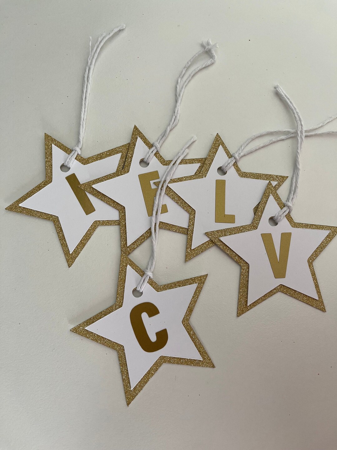 Gold Star Initial Gift Tags pack 5/ Initial Gift Labels/ Star Gift Tags ...